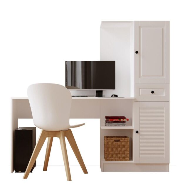 Elise White Storage Desk With Attached Bookcase by Debenhams | ufurnish.com