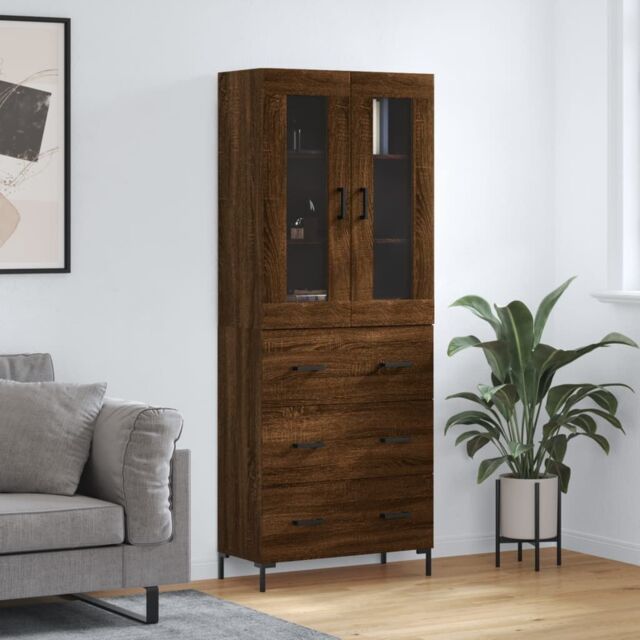 Highboard Brown Oak 69.5x34x180 cm Engineered Wood by Debenhams ...