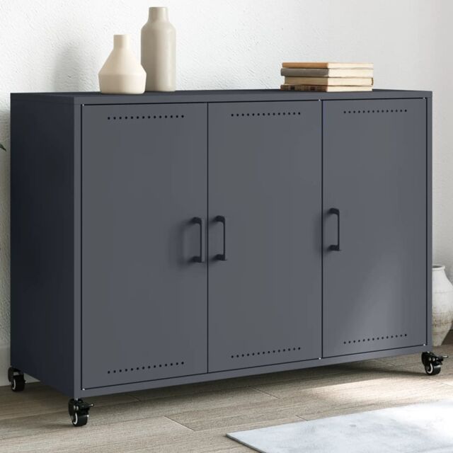 Berkfield Home Sideboard Anthracite 100.5x39x72 cm Steel in Black by ...