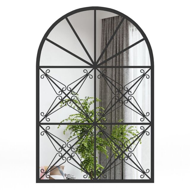 Costway Arched Window Pane Mirror Wall Mounted Decorative Mirror w ...