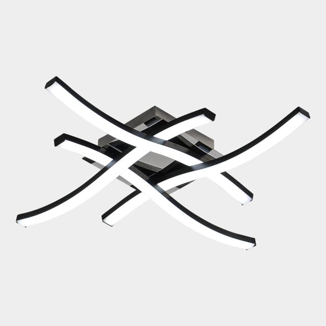 Goeco Curved Design Modern Led Ceiling Light 6500K in Black by ...