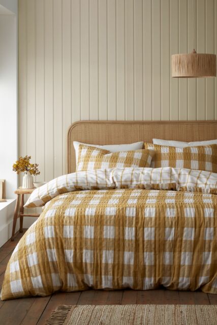 'Brushed Seersucker Gingham' Reversible Duvet Cover Set by Debenhams ...