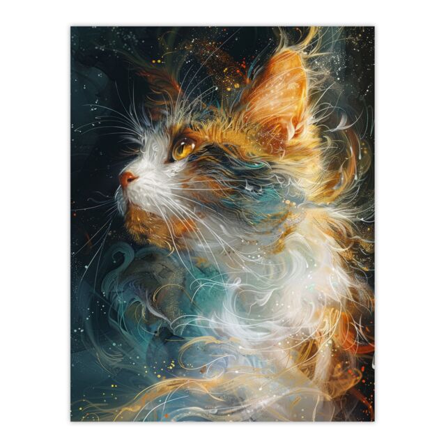 "Artery8 Wall Art Print Dreamy Orange Maine Coon Cat Lover Pet Portrait ...