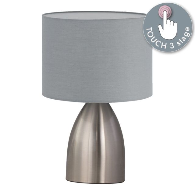 Valentina - Brushed Chrome Touch Lamp with Grey Shade by Debenhams ...