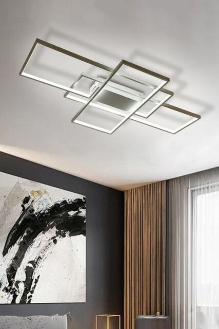 Neutral Style Dimmable Rectangular LED Semi Flush Ceiling Light With ...