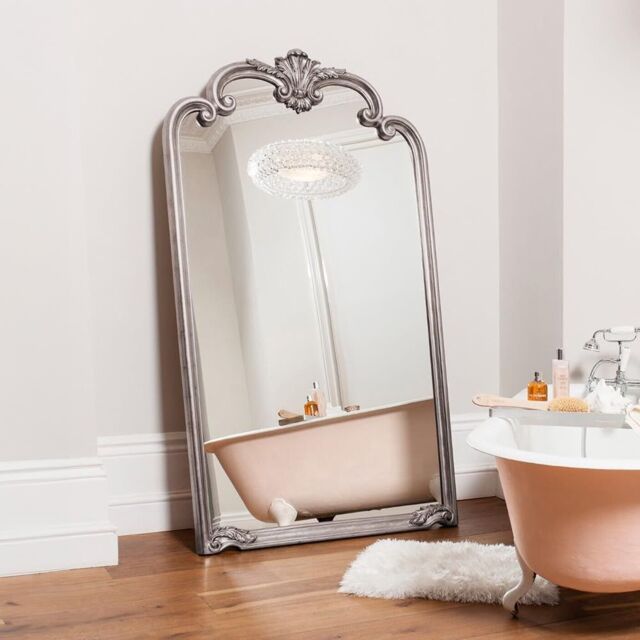 Extra Large Ornate Frame Leaner Wall Mirror Antique Silver 184 x 104cm ...