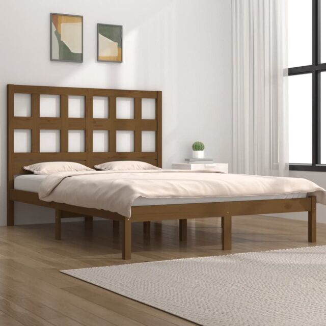 Berkfield Home Bed Frame Honey Brown Solid Wood Pine 200x200 cm by ...