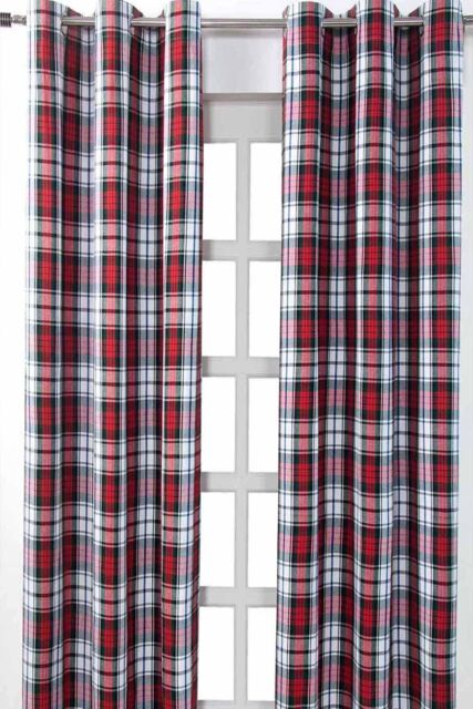 Homescapes Macduff Tartan Check Ready Made Eyelet Curtain Pair - Size ...