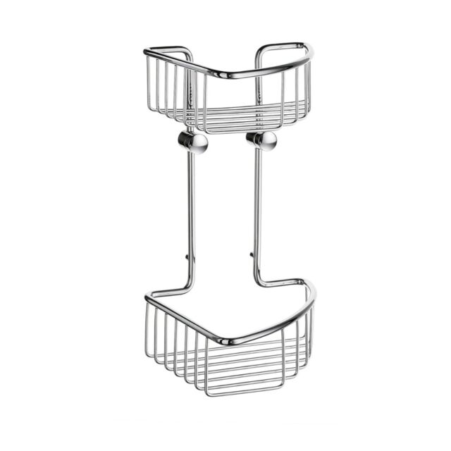 Smedbo UK Polished Chrome Double Corner Shower Soap Basket Caddy Wall ...