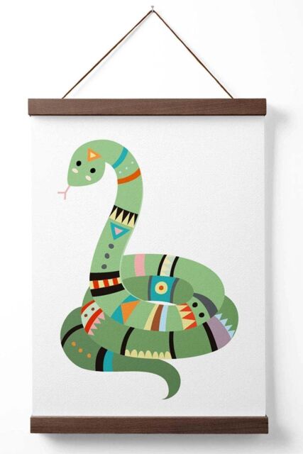 Snake Tribal Animal Poster with Walnut Hanger by Debenhams | ufurnish.com
