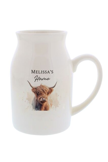 Personalised Highland Cow Flower Jug Vase by Debenhams | ufurnish.com
