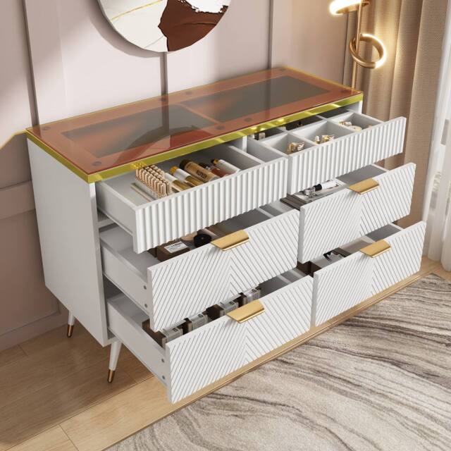 BTM Sideboard cabinet with 6 drawers & compartmentalised storage space ...