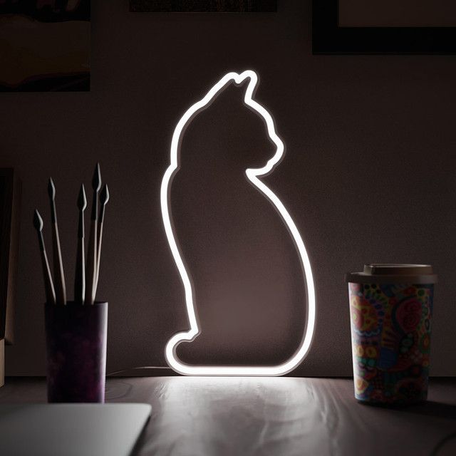 Menkind Women's Cat Shaped Neon-Style LED Light in White by Debenhams ...