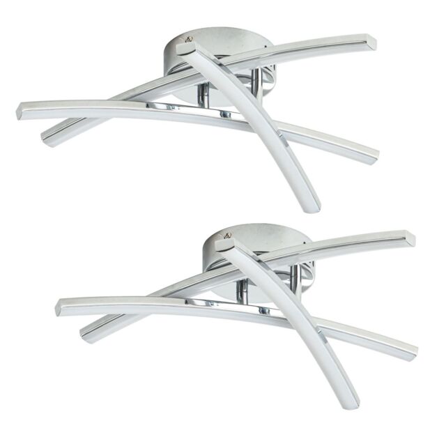 First Choice Lighting Set of 2 Yardley - LED Chrome Opal Flush Ceiling ...