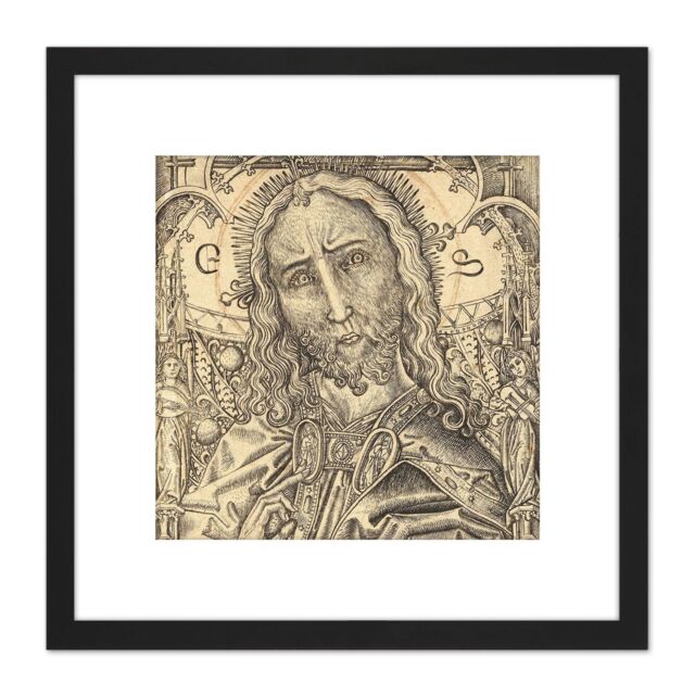 Master ES Christ Saviour Engraving Drawing 8X8 Inch Square Wooden ...