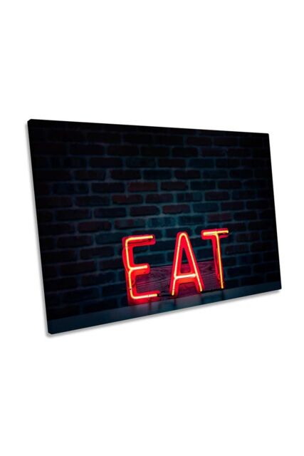 "CanvasGeeks Eat in Neon Sign Canvas Wall Art Picture Print in Red ...