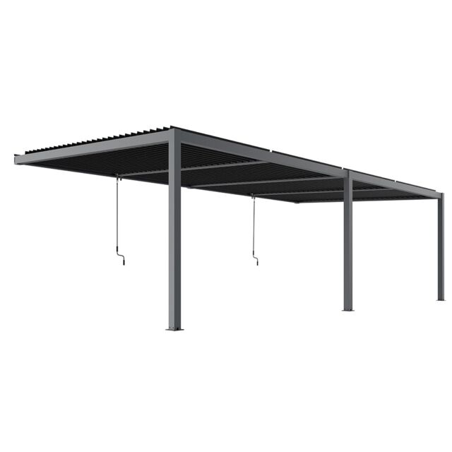 Deluxe Charcoal Wall Mounted Veranda with Louvered Shutter Roof 6m x 3m ...