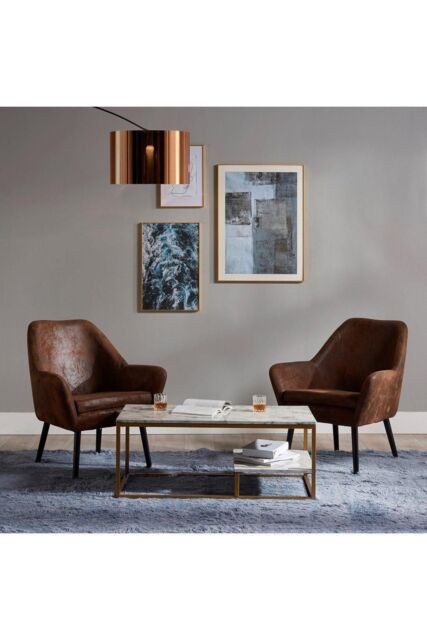 Marmo Modern Wooden Marble Effect Coffee Table Living Room by Debenhams ...