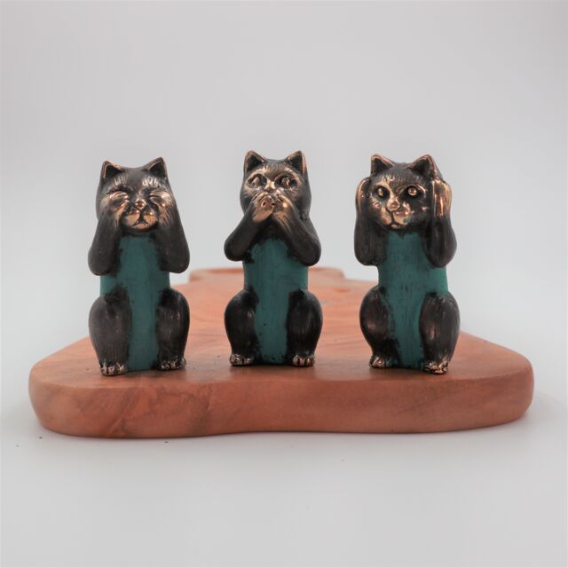 KDMD Set of 3 - See No, Hear No, Speak No Evil - Brass Cats by ...