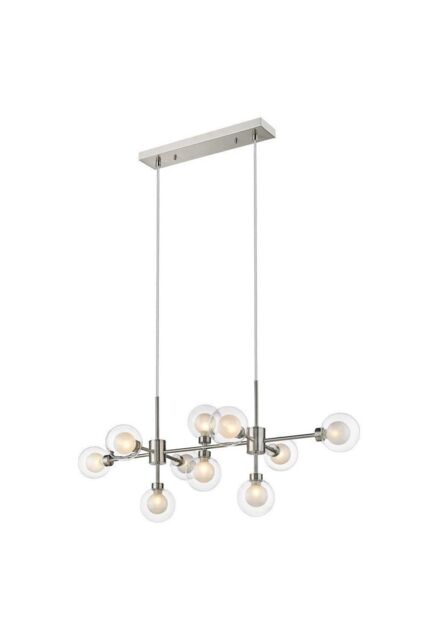 Contemporary Multi Arm Pendant Ceiling 10 Light Satin Nickel Glass by ...