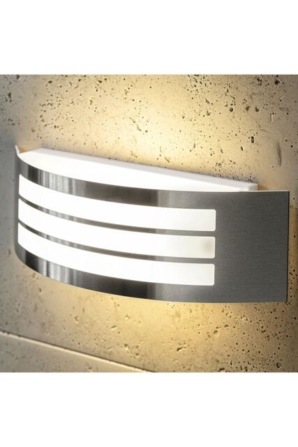 CGC Lighting Striker Stainless Steel Curved Arc Outdoor Wall Light in ...