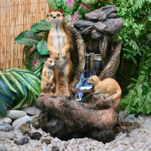 Meerkat Rock Falls Water Feature Fountain Cascade LED Garden Outdoor by ...