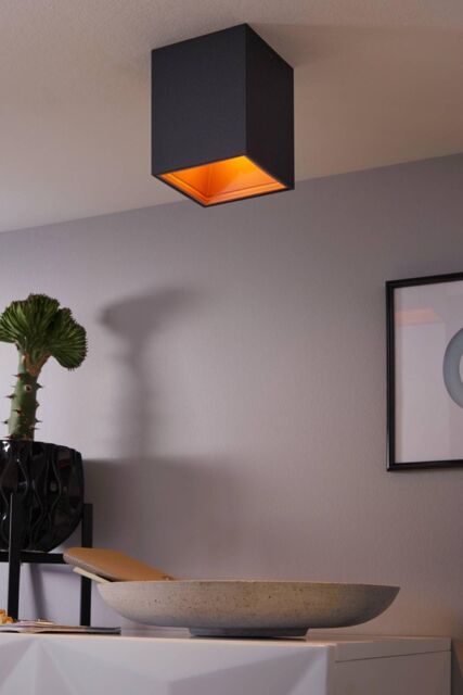 Polasso Cuboid Black and Copper LED Ceiling Light by Debenhams ...