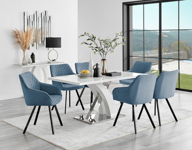Atlanta 6 White Dining Table and 6 Falun Black Leg Chairs by Debenhams ...