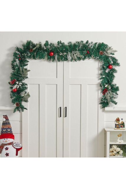2.7M Christmas Garland with Lights Door Wreath Xmas for Stairs ...