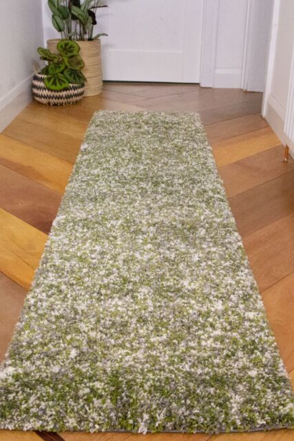 Runner Rug Fern Green Beige Mottled Shaggy Long Hallway Rugs by ...