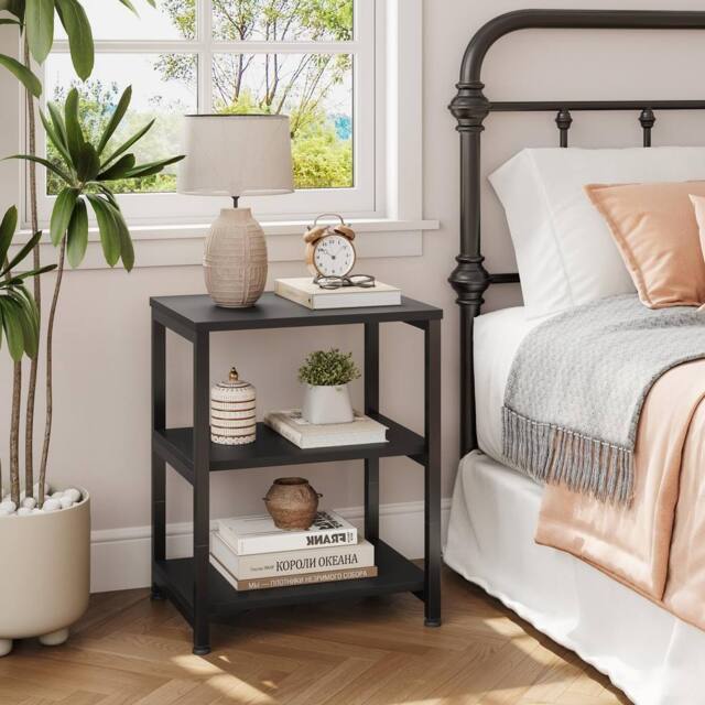 Dprodo 3-Tier Bedside Table with Steel Frame in Black by Debenhams ...