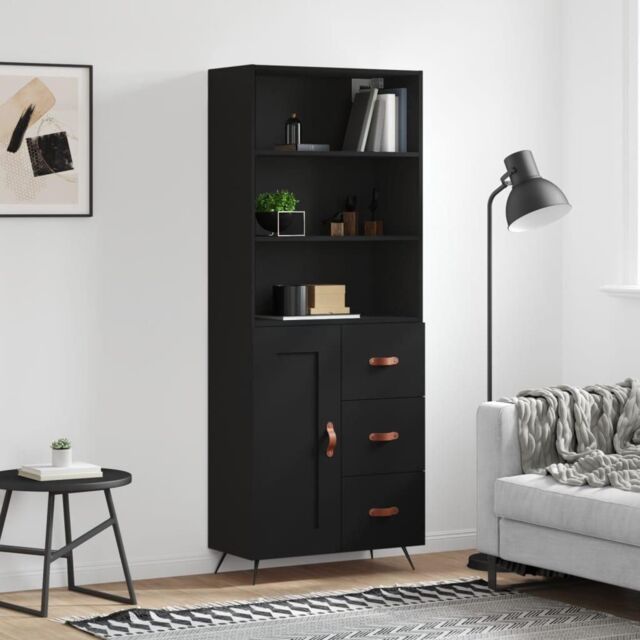 Highboard Black 69.5x34x180 cm Engineered Wood by Debenhams | ufurnish.com