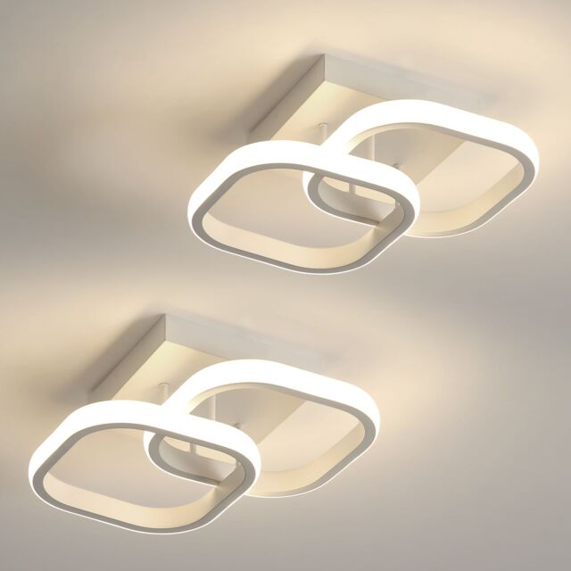 Goeco Double Square LED Aluminum Ceiling Light White Square 24*24*9.5cm ...
