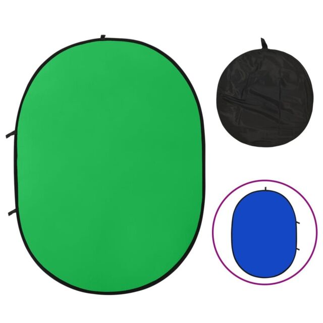 Berkfield Home 2 in 1 Oval Studio Background Screen Green & Blue ...