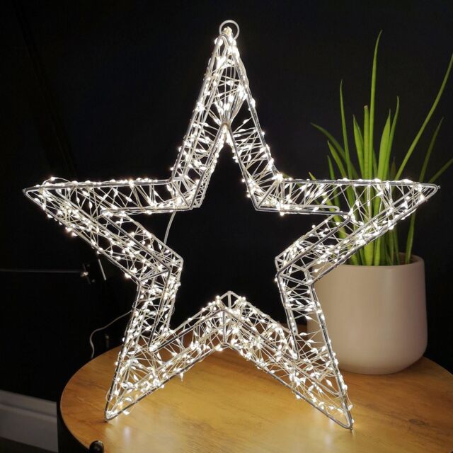 960 LED 38cm Tall Christmas Galaxy Light Up Star Decoration with Warm ...