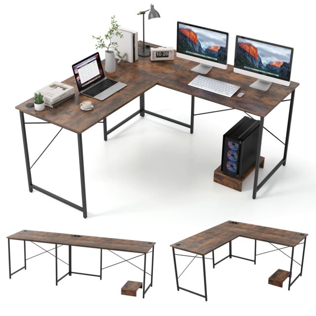 Reversible L-Shaped Desk 150 cm Corner Computer Desk-Coffee by ...