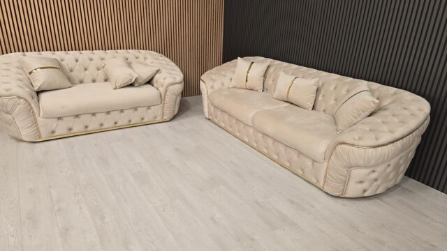 Ambassador Sofa 3+2 Seater Grey Plush Velvet by Debenhams | ufurnish.com