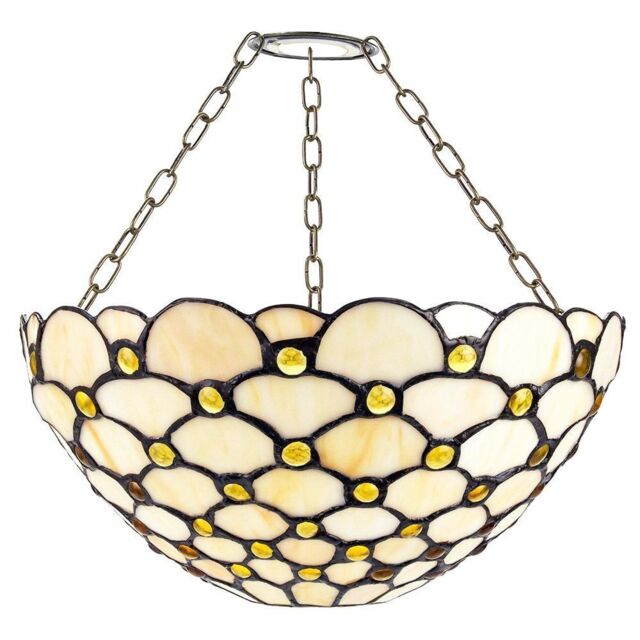 Traditional Amber Glass Tiffany Easy Fit Shade with Multiple Circular ...