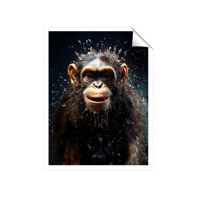 Realistic Monkey Face Splashart Unframed Art Print by Debenhams ...