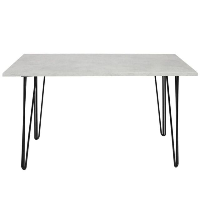 Modern Grey Rectangular Dining Table with Hairpin Legs Compact Kitchen ...