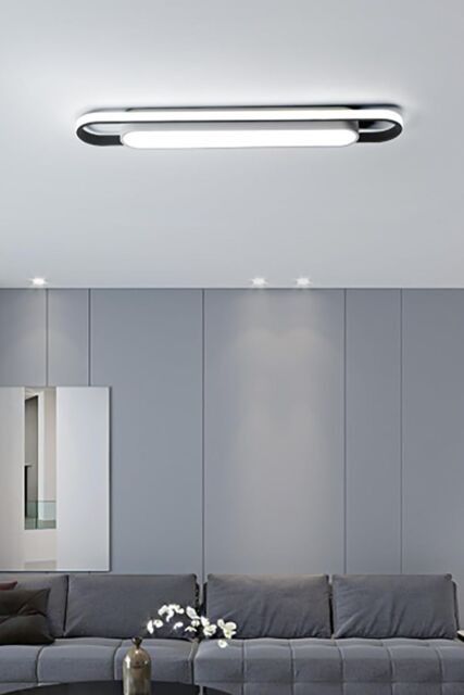 Living and Home Modern Rectangular LED Ceiling Light in Black by ...