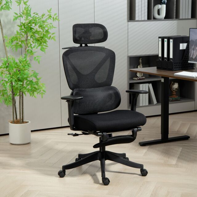 Executive Office Chair, Recliner Computer Chair with Footrest, Black by ...
