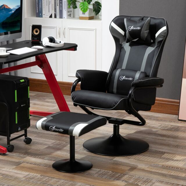 VINSETTO Video Game Chair & Footrest Set with Lumbar Support Headrest ...