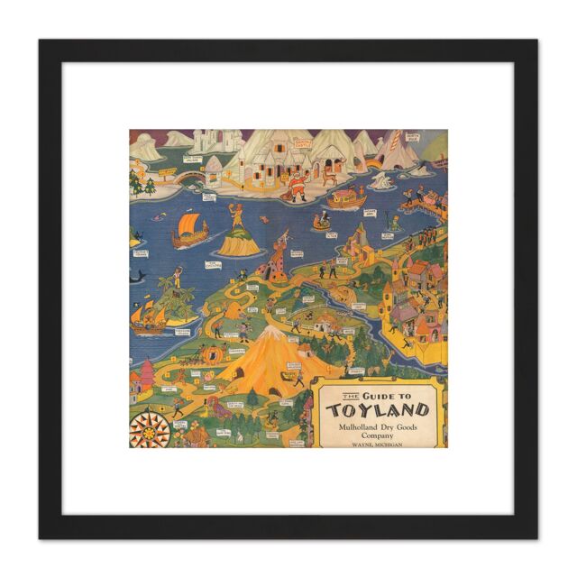 Artery8 1940 The Guide To Toyland Pictorial Map 8X8 Inch Square Wooden ...