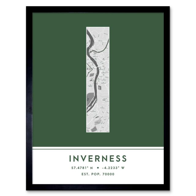"Wee Blue Coo Wall Art Print Inverness Scotland UK City Map Modern ...