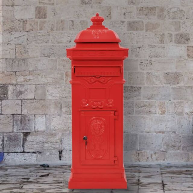 Berkfield Home Pillar Letterbox Aluminium Vintage Style Rustproof Red ...
