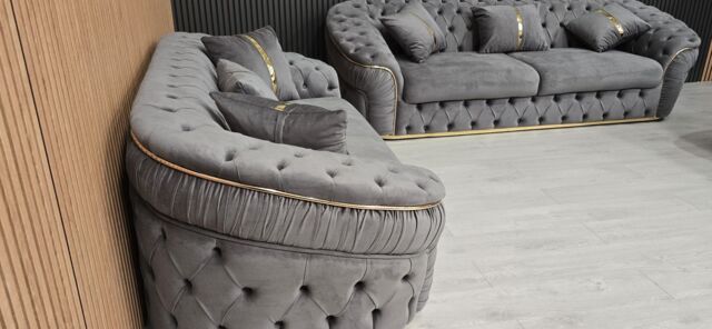 Ambassador 3+2 Seater Grey Plush Velvet & Chrome by Debenhams ...