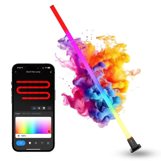 Smart Corner Floor Lamp RGBIC 1.5m Tall 16 million Colours Mood Light ...