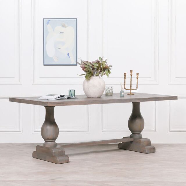 Wooden Rustic Rectangular Dining Table 210cm by Debenhams | ufurnish.com