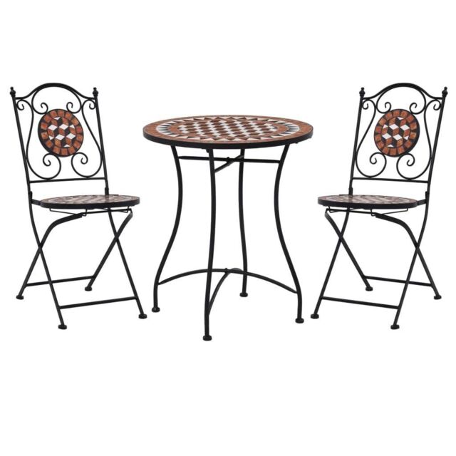 3 Piece Mosaic Bistro Set Ceramic Tile Terracotta by Debenhams ...